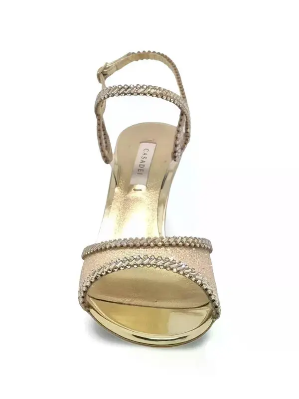Casadei Josephine Crystal-embellished Heeled Sandals - Gold