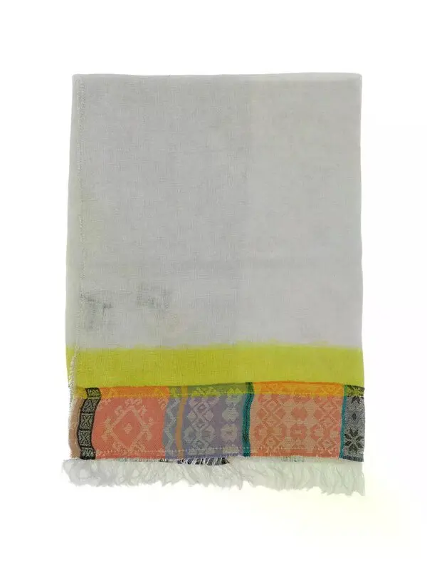 EXQUISITE J Geometric-print Frayed Scarf