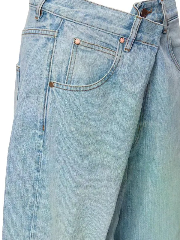 NO44 Asymmetric-waistband Wide-leg Jeans