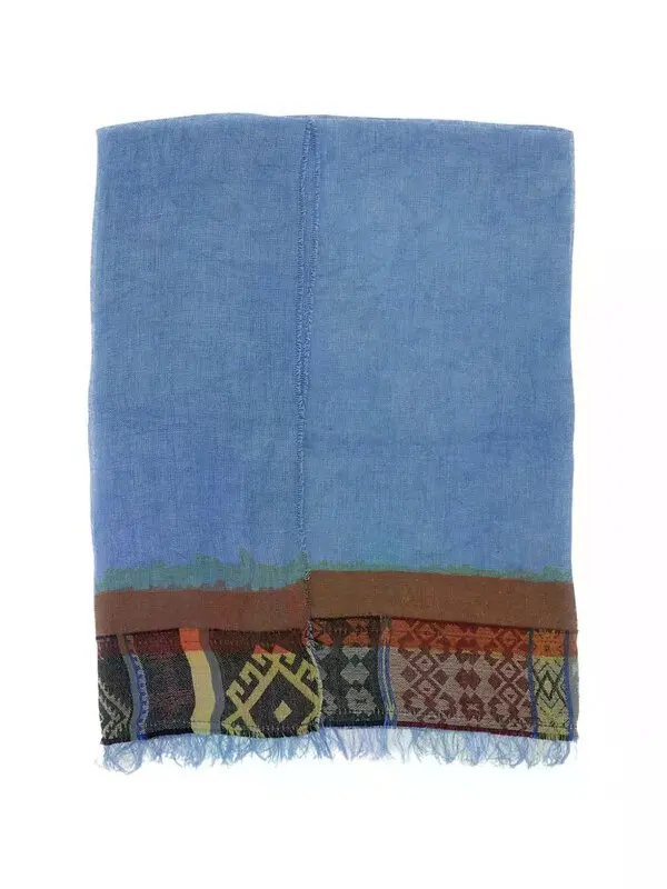 EXQUISITE J Geometric-pattern Frayed Scarf