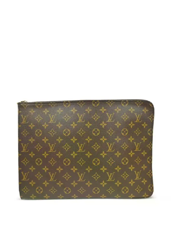 LOUIS VUITTON 2002 Monogram Poche Documents Business Bag - Brown