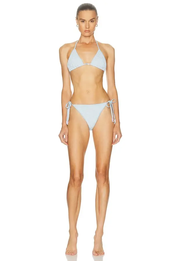 Hunza G Gina Beaded Bikini Set - Metallic Blue Ice
