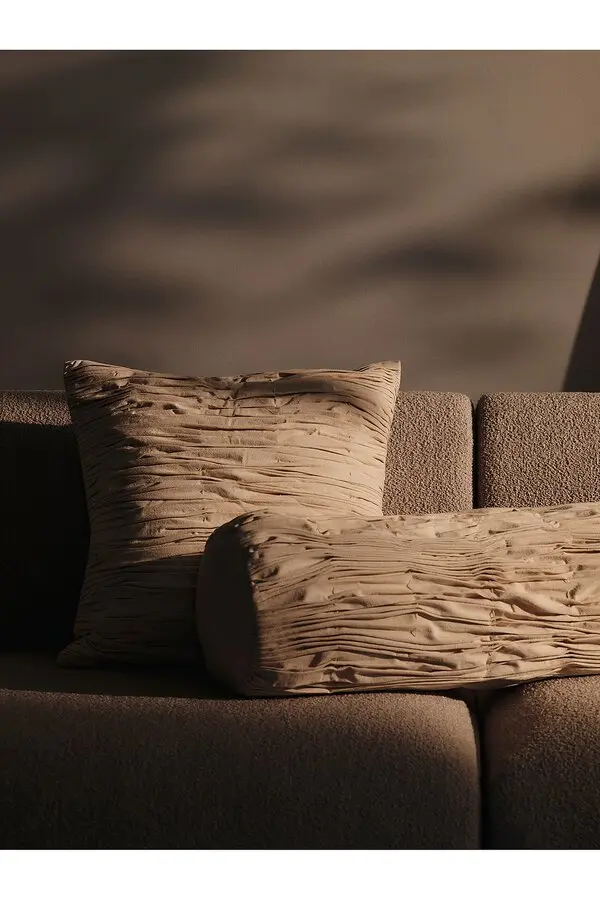 FERM LIVING Falda Smocked Cushion In Beige