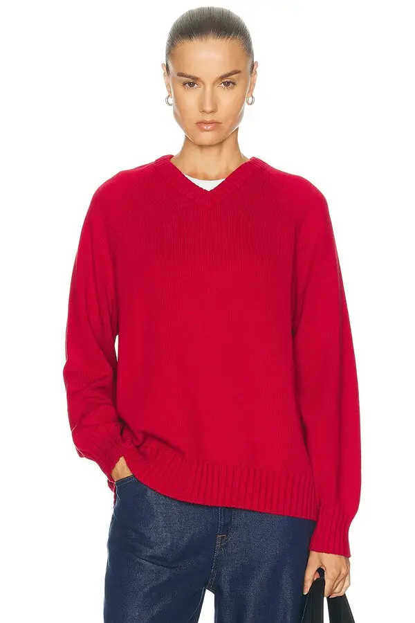 Donni. Cotton Knit V-neck Sweater