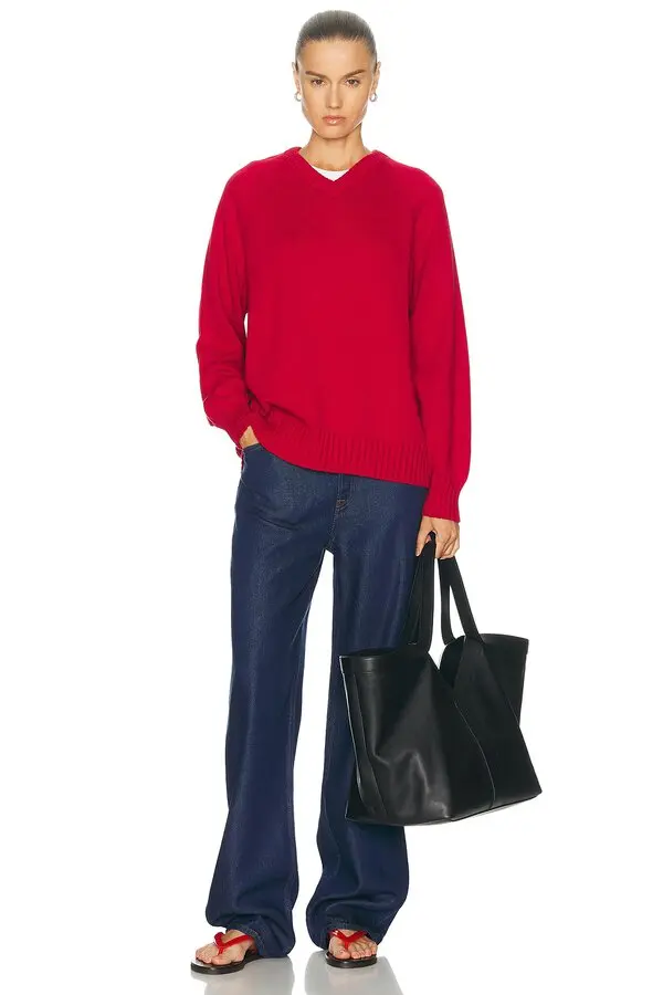 Donni. Cotton Knit V-neck Sweater