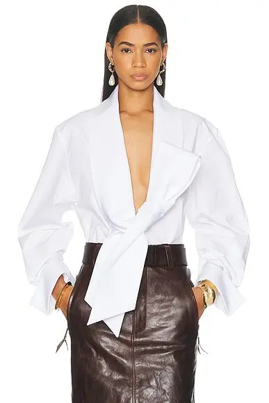Saint Laurent Asymmetrical Tie Blouse