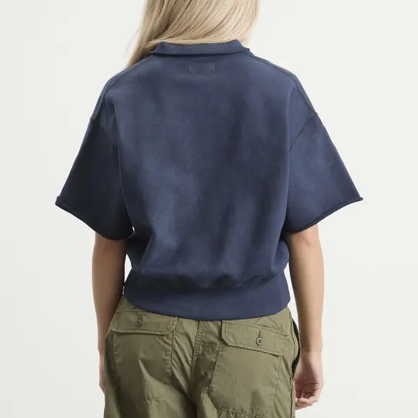 BEAMS Half Zip Distressed Cotton Sweater