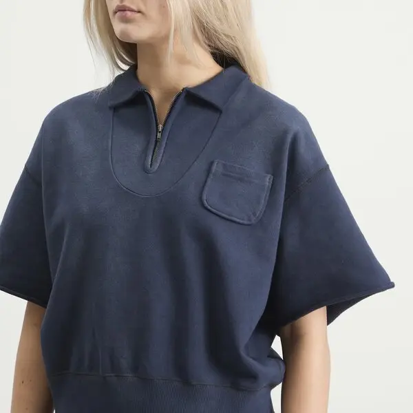 BEAMS Half Zip Distressed Cotton Sweater