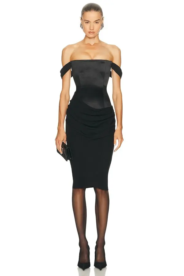 Alex Perry Off-shoulder Longline Corset Dress