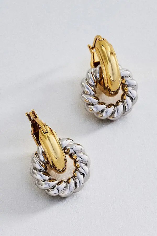 LUV AJ Two-tone Rope Interlock Hoop Earrings - Gold