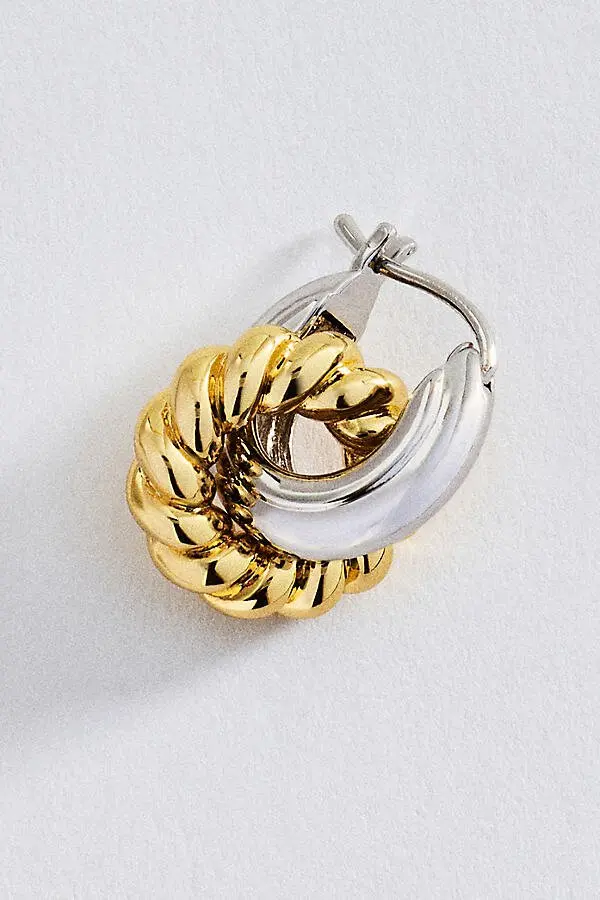 LUV AJ Two-tone Rope Interlock Hoop Earrings - Silver