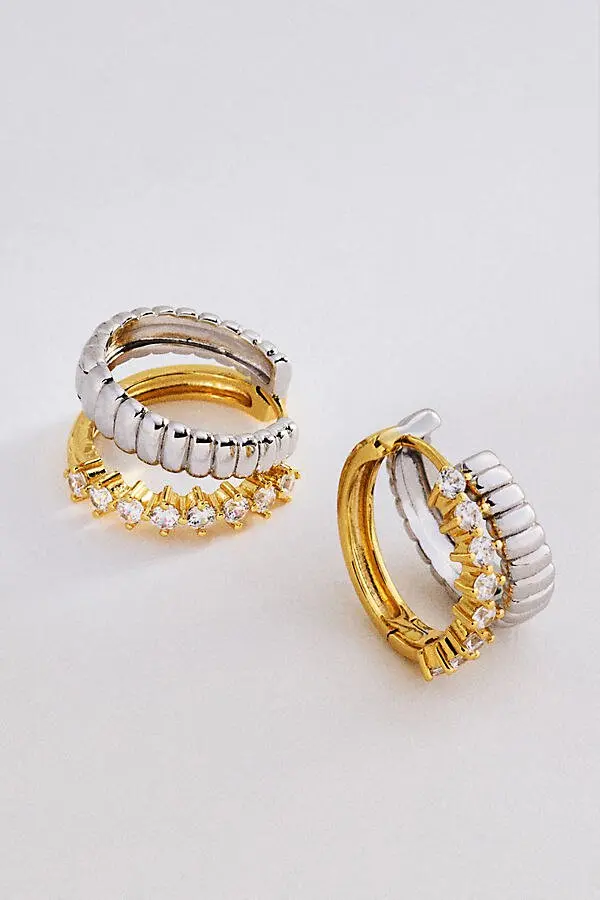 LUV AJ Sierra Split Huggie Earrings - Gold & Silver