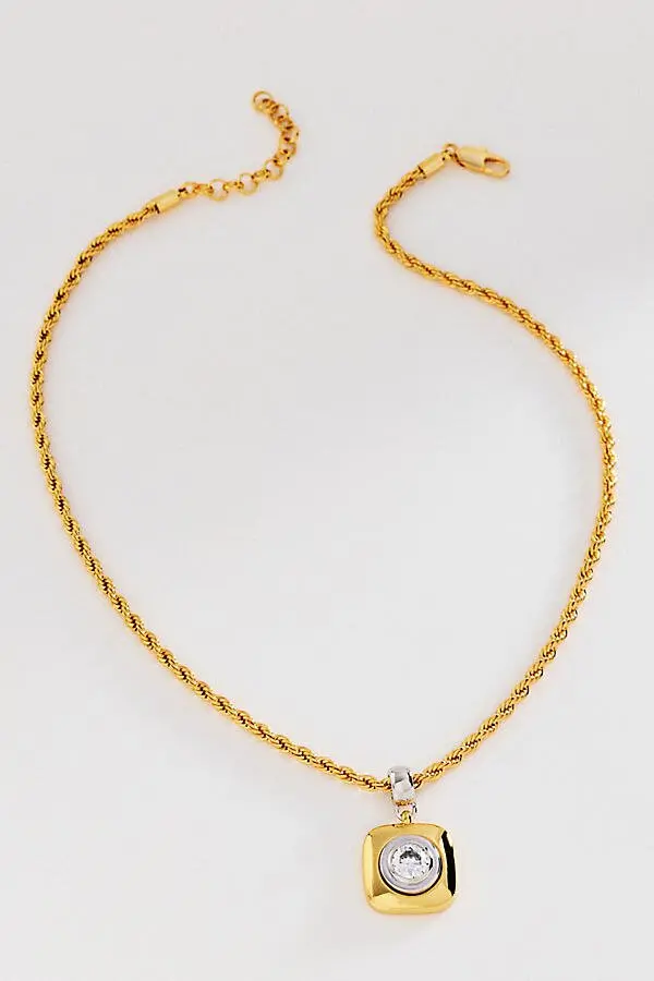 LUV AJ Luna Bezel Pendant Necklace - Gold
