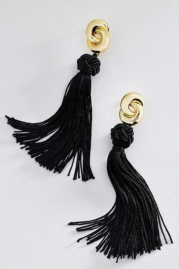 LUV AJ Solstice Knot Tassel Earrings - Gold