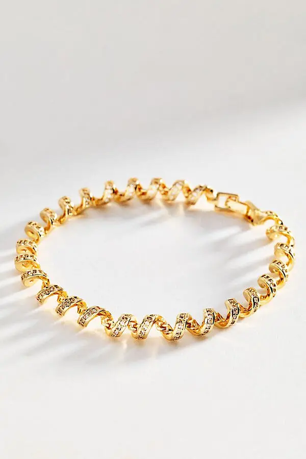 Anthropologie Spiral Crystal Bracelet - Gold