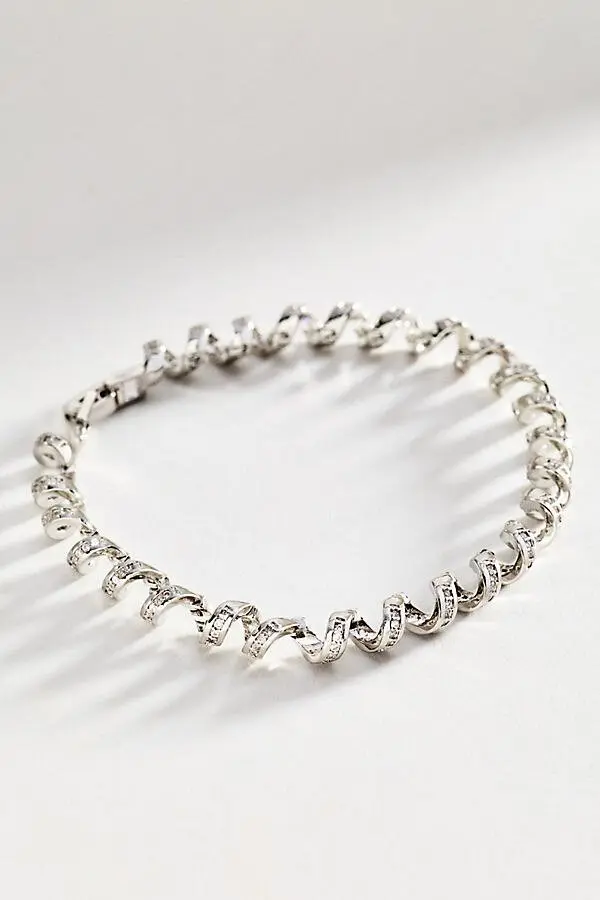 Anthropologie Spiral Crystal Bracelet - Silver