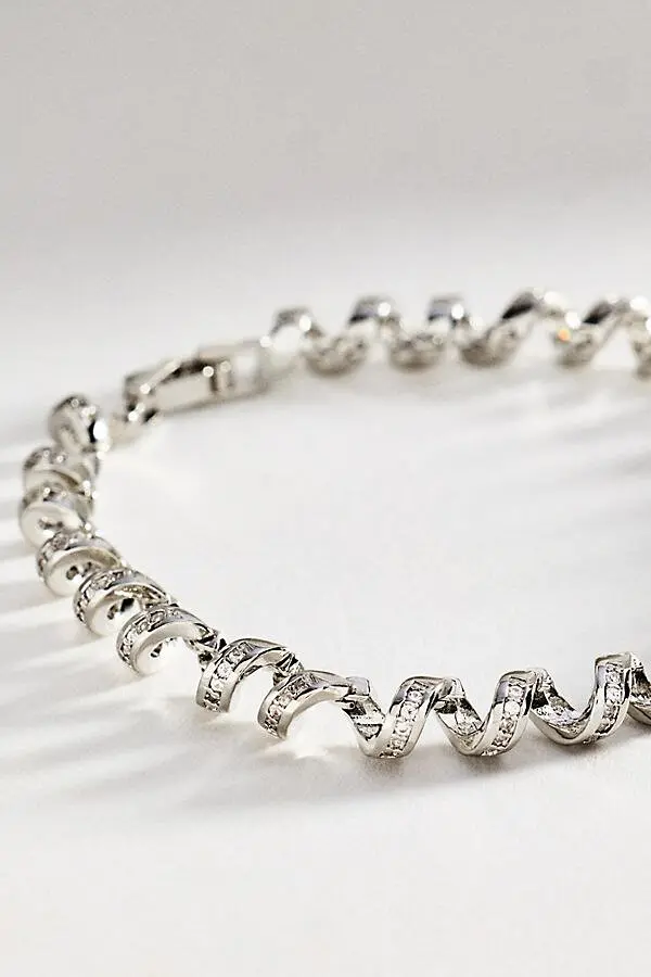 Anthropologie Spiral Crystal Bracelet - Silver