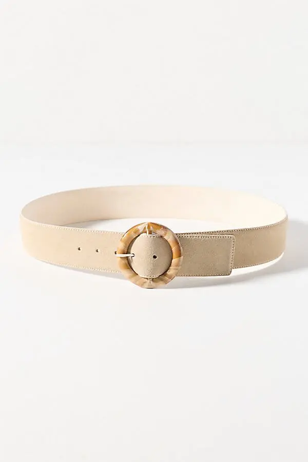 Anthropologie Alta Moda Suede Resin Belt - Neutral