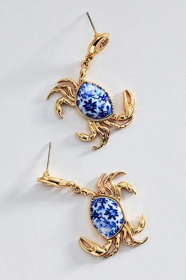 Anthropologie Ceramic Icon Drop Earrings - Blue