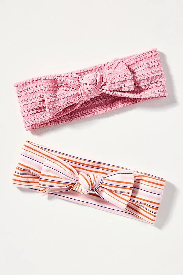 Anthropologie Set Of Two Knot Headbands - Pink Pattern