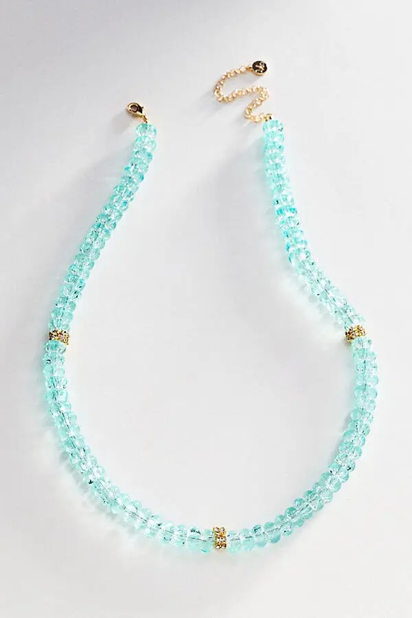 MACRAE & CO. Iced Out Stone Necklace - Light Blue
