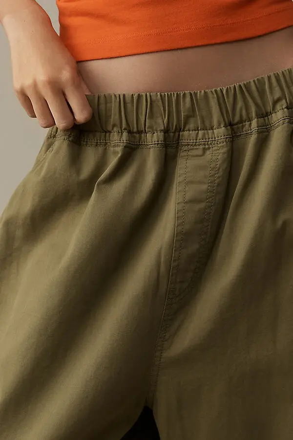 PILCRO Cotton Linen Cropped Barrel Joggers