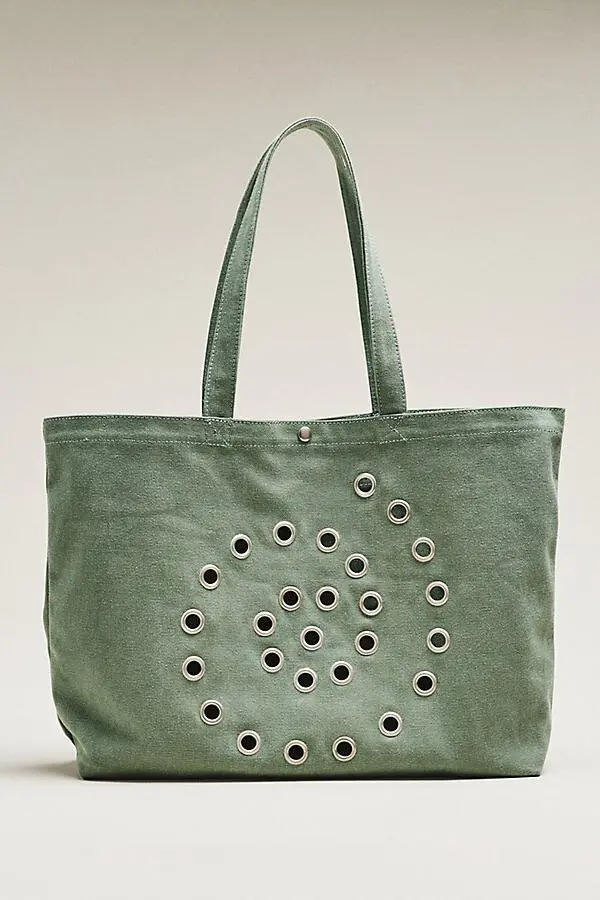 DAMSON MADDER Rae Eyelet Tote - Mint