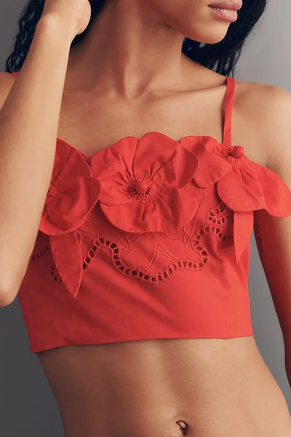Maeve Floral Appliqué Crop Top