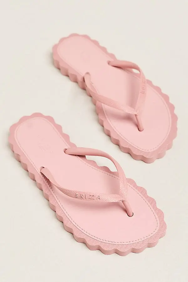 BRIZZA AREZZO Scalloped Flip-flop Sandals - Blush