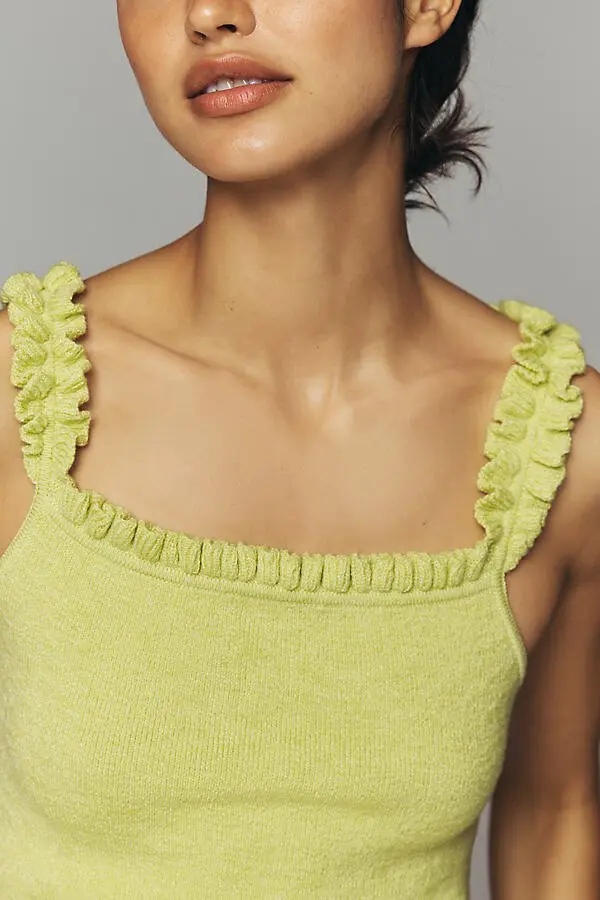 PILCRO Lettuce Edge Tank Top - Green