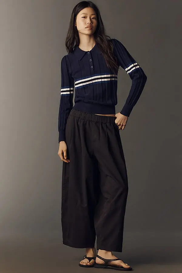 Maeve Cotton Linen Balloon Trousers - Black
