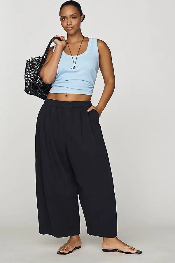 Maeve Cotton Linen Balloon Trousers - Black