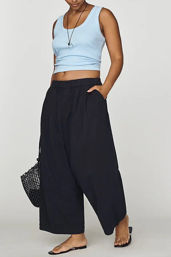 Maeve Cotton Linen Balloon Trousers - Black