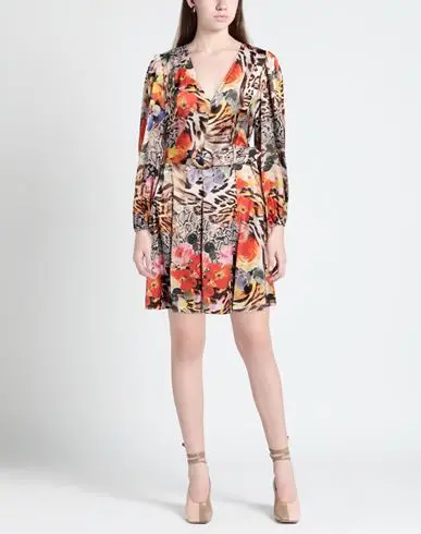 MARCIANO Mini Flared Floral-leopard Print Dress