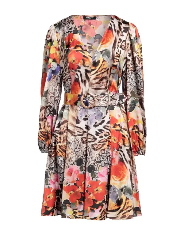MARCIANO Mini Flared Floral-leopard Print Dress