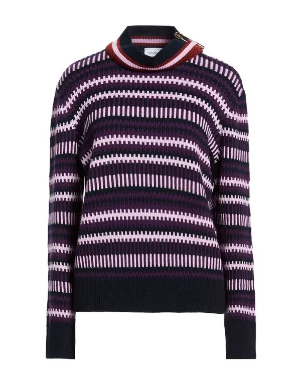 FERRAGAMO Multicolor Jacquard-knit Mock Neck Sweater