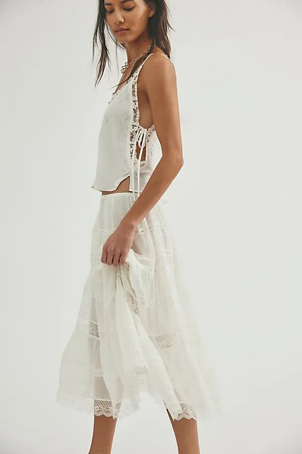 Free People Lily Lace Midi Skirt