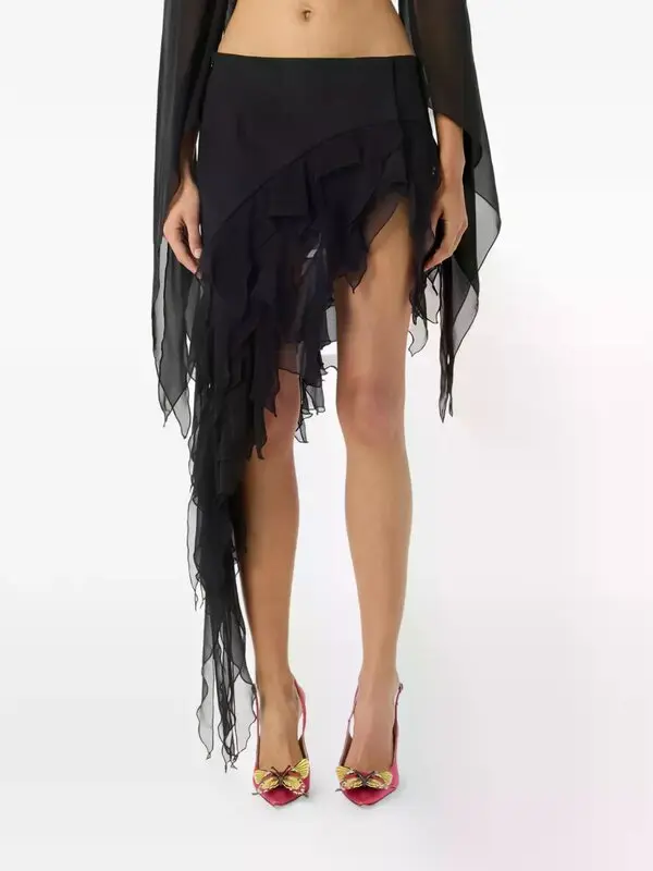 Blumarine Ruffled Asymmetrical Skirt - Black