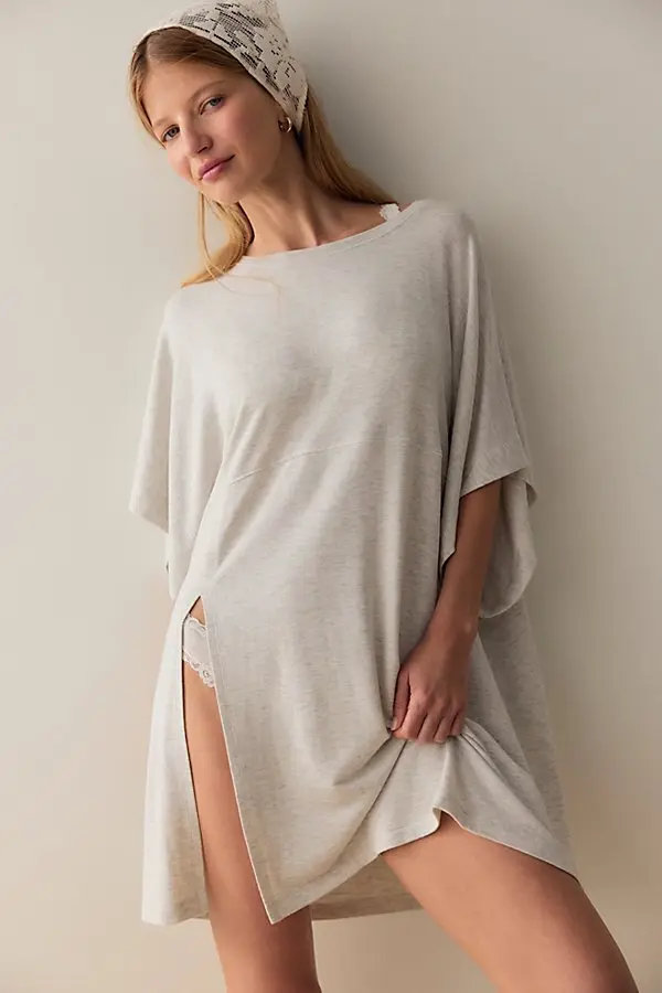 Free People Dream State Sleep Tee - Heather Grey
