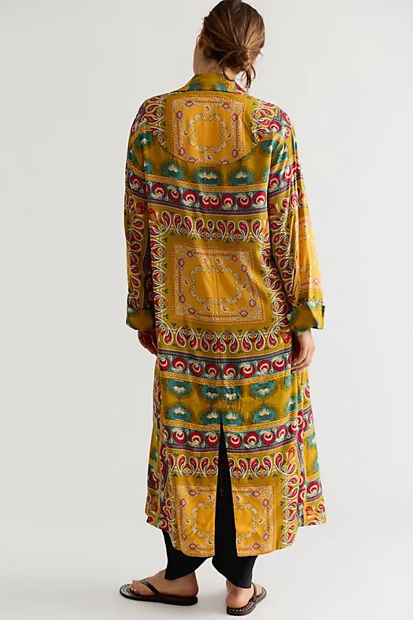 Free People Printed Duster With Classic Collar - Vienna Combo
