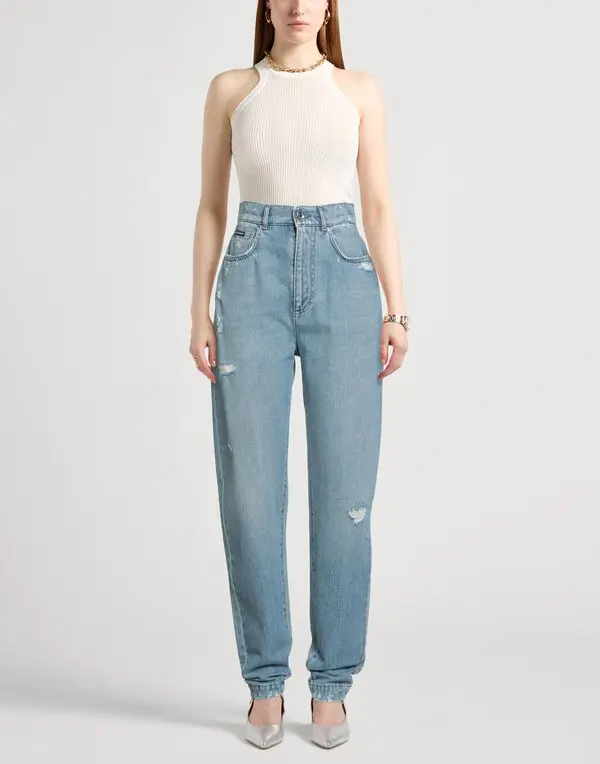 Dolce & Gabbana High Waisted Distressed Denim Jeans