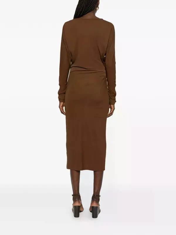 Max Mara Ruched Boat-neck Jersey Dress With Gold-tone Hardware