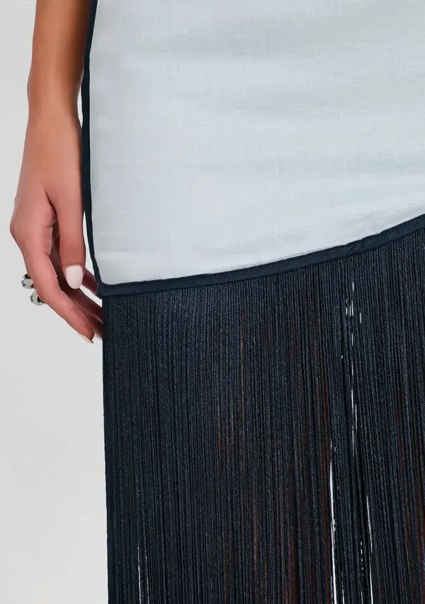 Azulu Joelle Fringe Skirt - Ice Blue