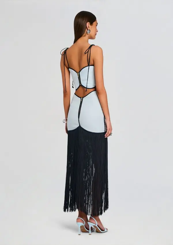 Azulu Joelle Fringe Skirt - Ice Blue