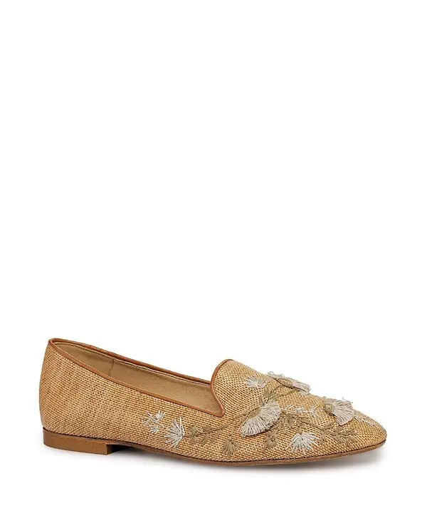 ARTEANA Flora Raffia Smoking Slipper - Camel