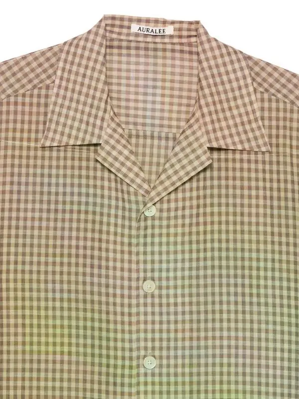 Auralee Gingham-check Short-sleeved Shirt - Brown