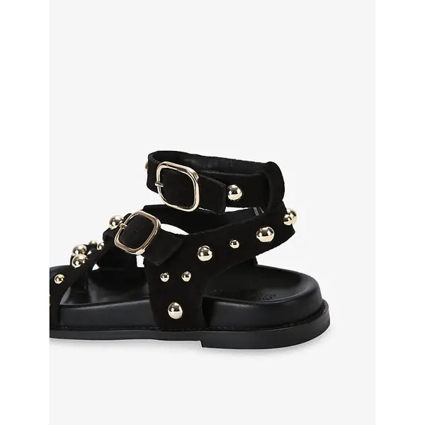 Steve Madden Linear Flat Suede Sandals - Black