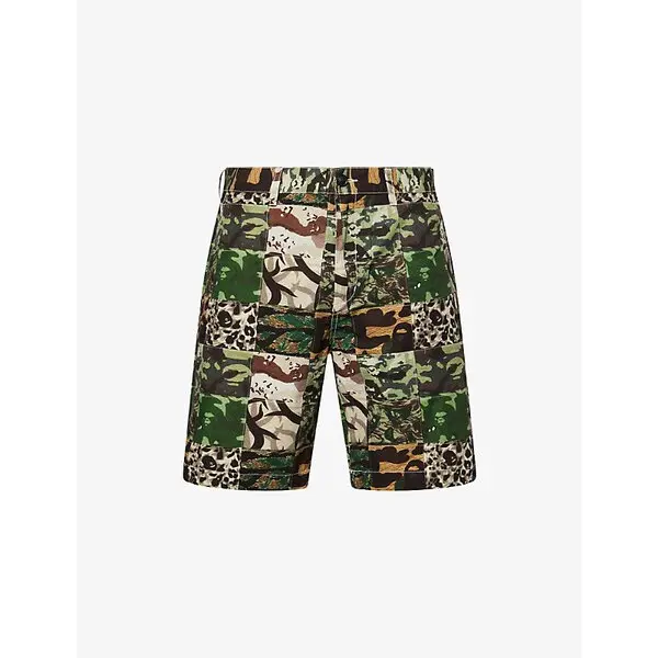 A BATHING APE Patchwork Camouflage Cotton Shorts