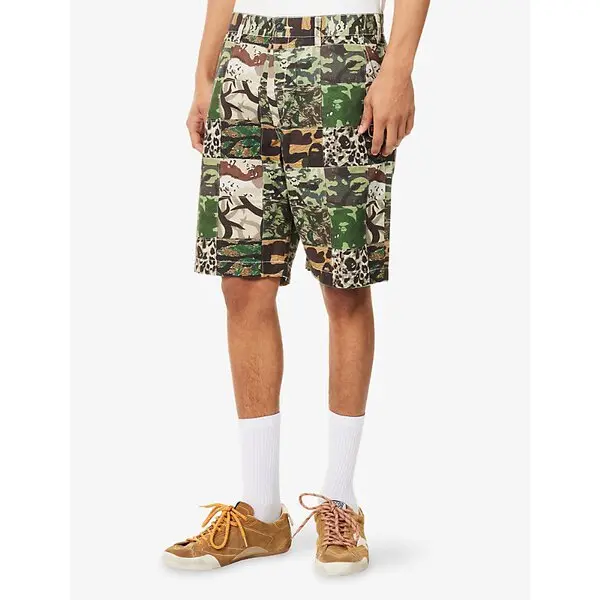 A BATHING APE Patchwork Camouflage Cotton Shorts