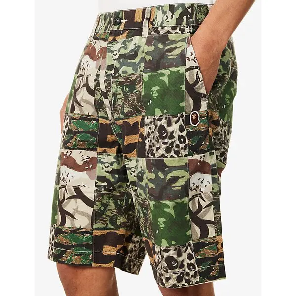 A BATHING APE Patchwork Camouflage Cotton Shorts